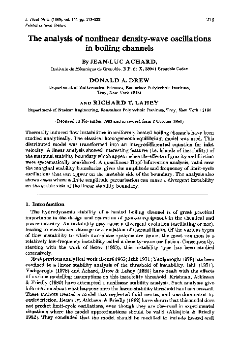 Pdf The Analysis Of Nonlinear Density Wave Oscillations In Boiling