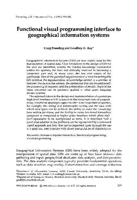 (PDF) Functional visual programming interface to geographical information systems
