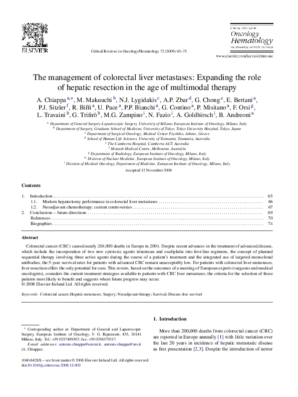 Pdf First Brazilian Consensus On Multimodal Treatment Of Colorectal