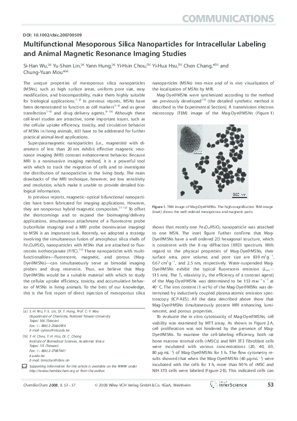 (PDF) Multifunctional Mesoporous Silica Nanoparticles for Cancer-Targeted and Controlled Drug ...