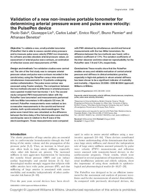 (PDF) Validation of a new non-invasive portable tonometer for ...