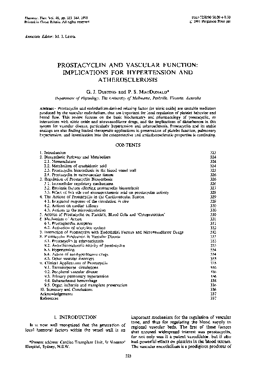 (PDF) Prostacyclin and vascular function: Implications for hypertension ...