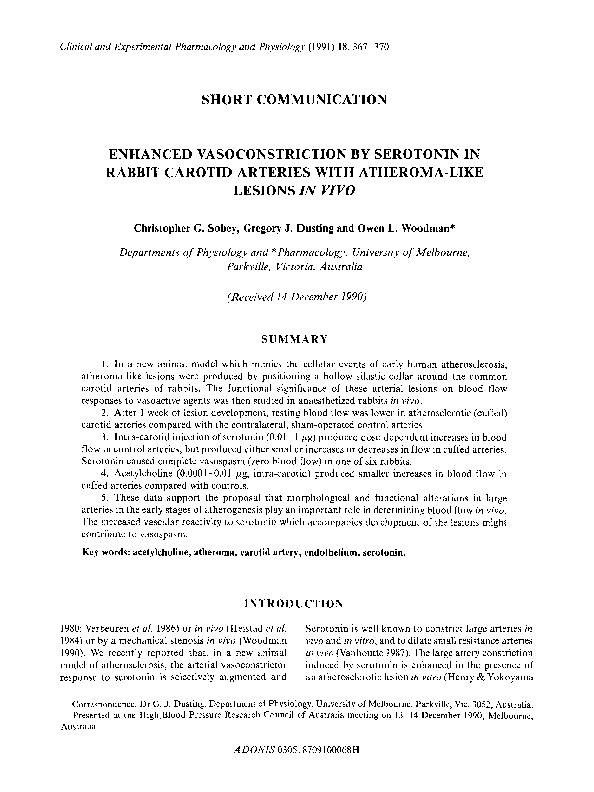 (PDF) ENHANCED VASOCONSTRICTION BY SEROTONIN IN RABBIT CAROTID ARTERIES ...