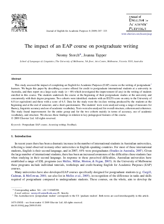 (PDF) The impact of an EAP course on postgraduate writing