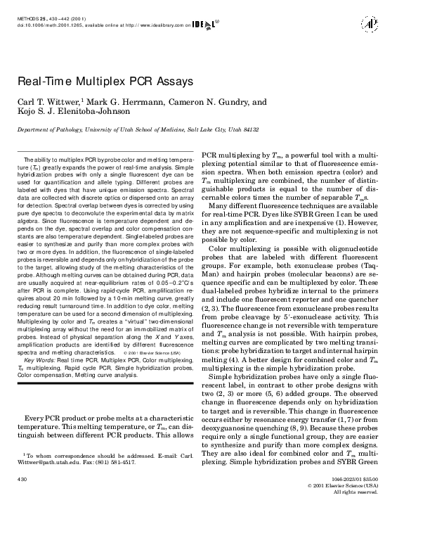 (PDF) Real-Time Multiplex PCR Assays