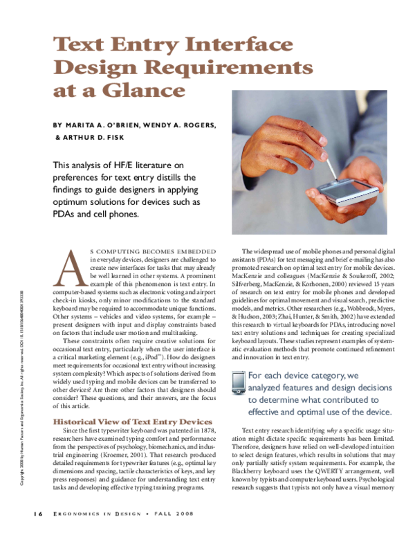 (PDF) Text Entry Interface Design Requirements at a Glance
