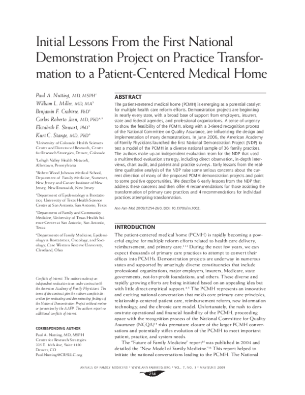 (PDF) Initial Lessons From the First National Demonstration Project on ...