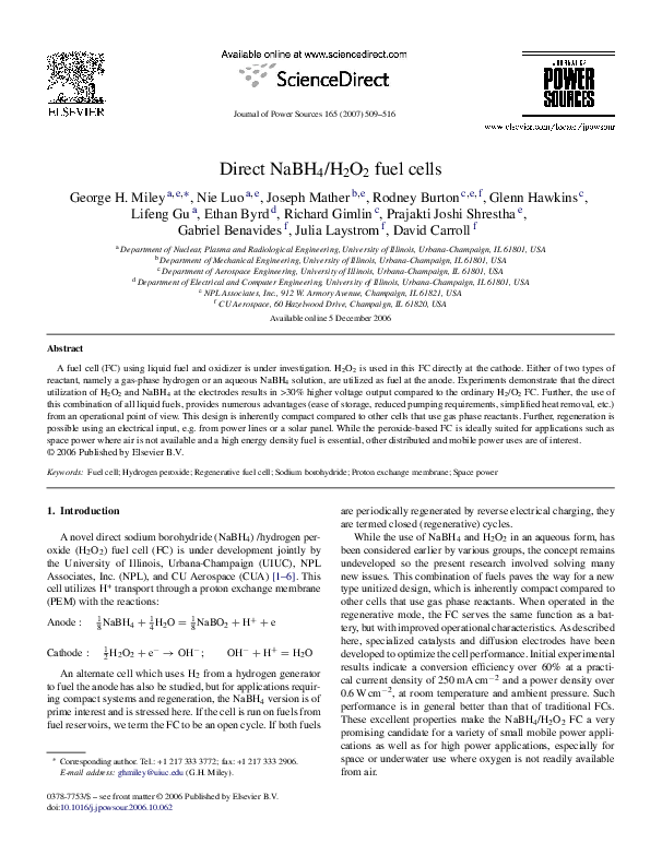 (PDF) Direct NaBH4/H2O2 fuel cells