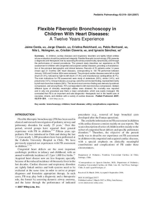 (PDF) Flexible fiberoptic bronchoscopy in children with heart diseases ...