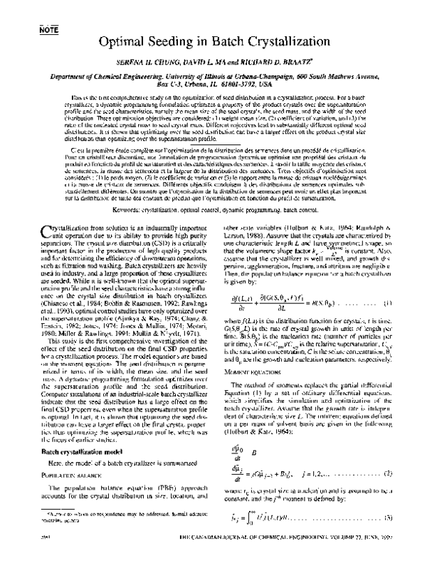 (PDF) Optimal seeding in batch crystallization
