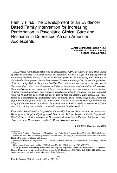 (PDF) Family First: The Development of an Evidence-Based Family ...