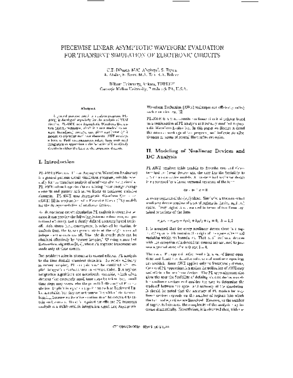 (PDF) Piecewise linear asymptotic waveform evaluation for transient simulation of electronic ...