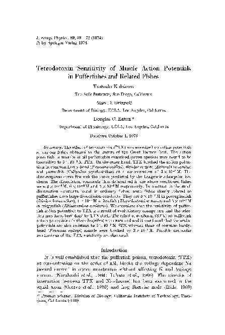 (PDF) Tetrodotoxin sensitivity of muscle action potentials in ...