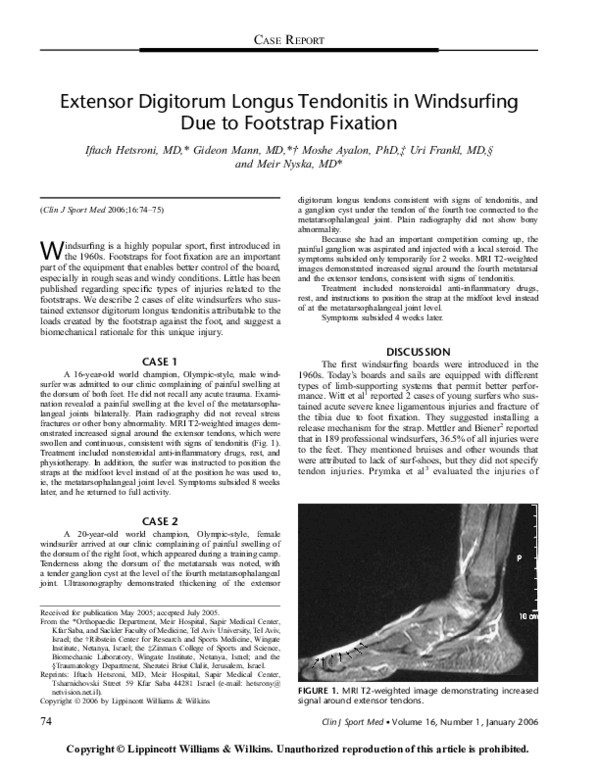 (PDF) Extensor Digitorum Longus Tendonitis in Windsurfing Due to ...