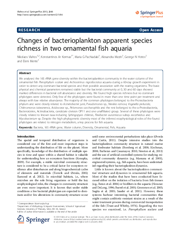 (PDF) Changes of bacterioplankton apparent species richness in two ornamental fish aquaria ...
