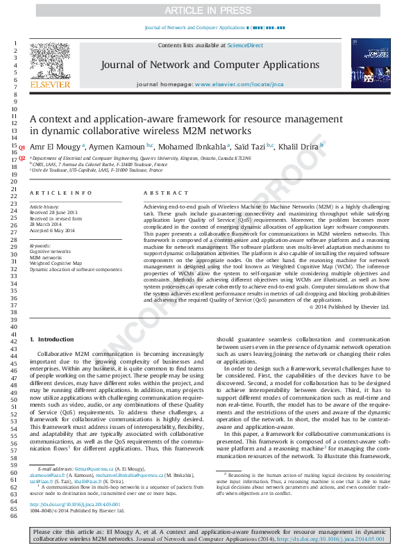 (PDF) A context and application-aware framework for resource management in dynamic collaborative ...