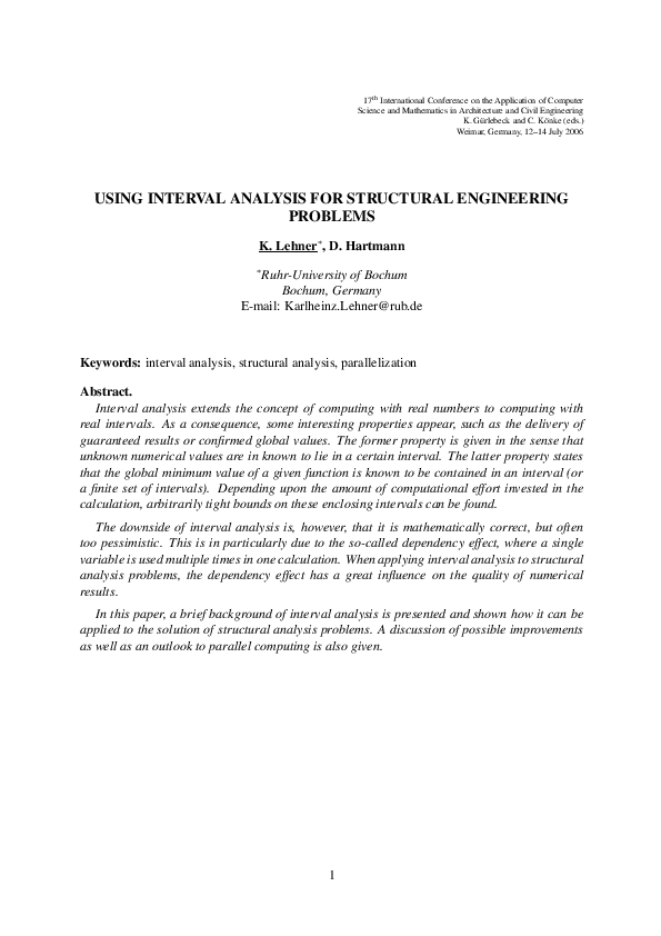 (PDF) USING INTERVAL ANALYSIS FOR STRUCTURAL ENGINEERING PROBLEMS