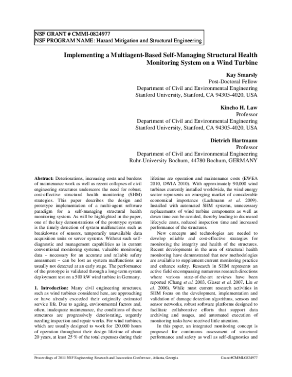 (PDF) Implementing a Multiagent-Based Self-Managing Structural Health Monitoring System on a ...
