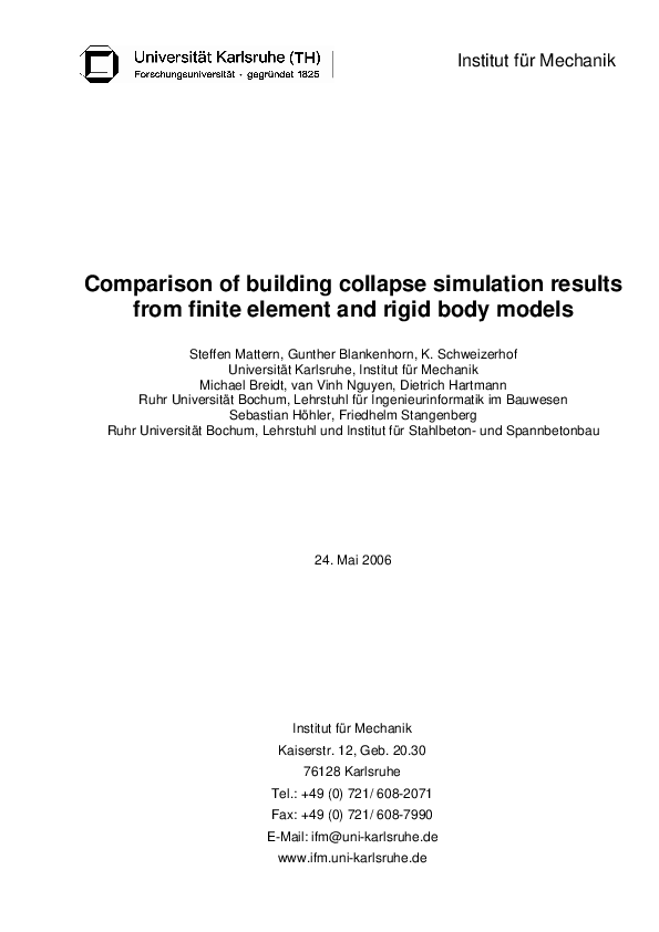 (PDF) Comparison of Building Collapse Simulation Results From Finite Element and Rigid Body Models