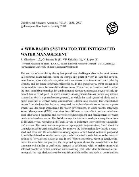 (PDF) A web-based system for the integrated water management