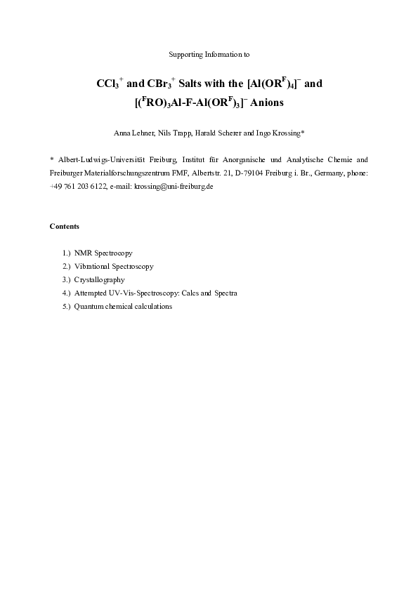 (PDF) CCl3+ and CBr3+ salts with the [Al(ORF)4]− and [(FRO)3Al–F–Al(ORF ...