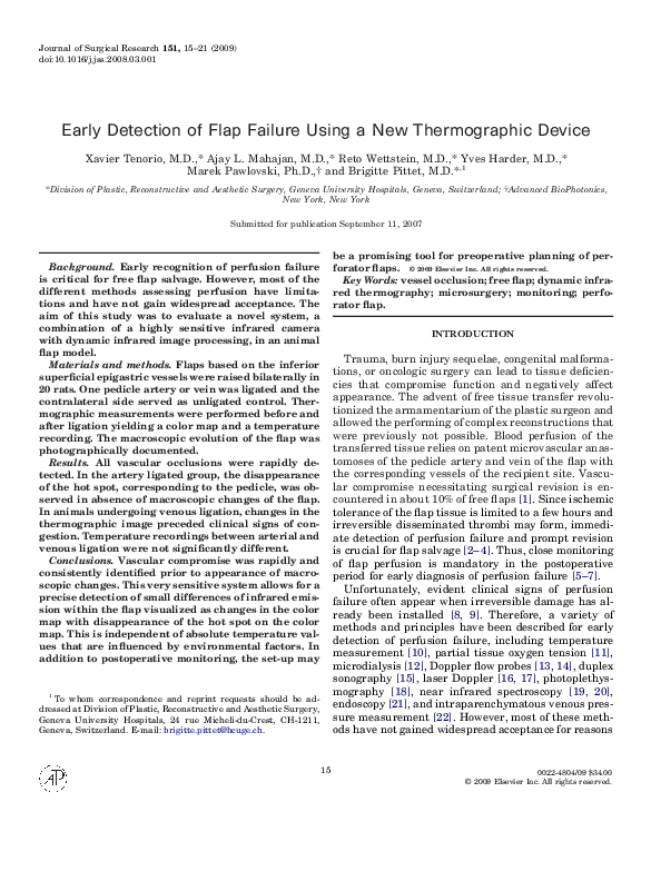 (PDF) Early Detection of Flap Failure Using a New Thermographic Device