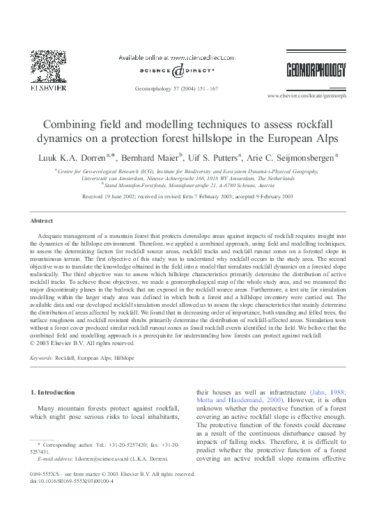 (PDF) Combining field and modelling techniques to assess rockfall dynamics on a protection ...