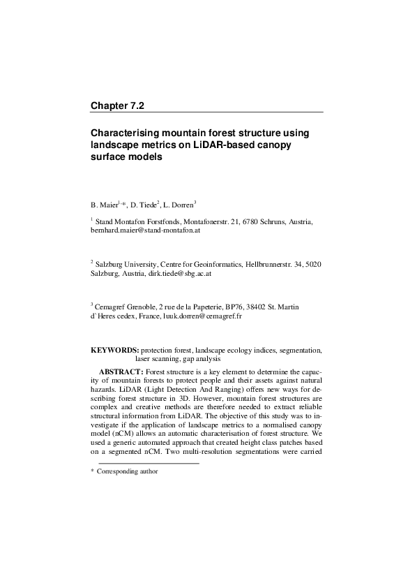 (PDF) Characterising mountain forest structure using landscape metrics on LiDAR-based canopy ...