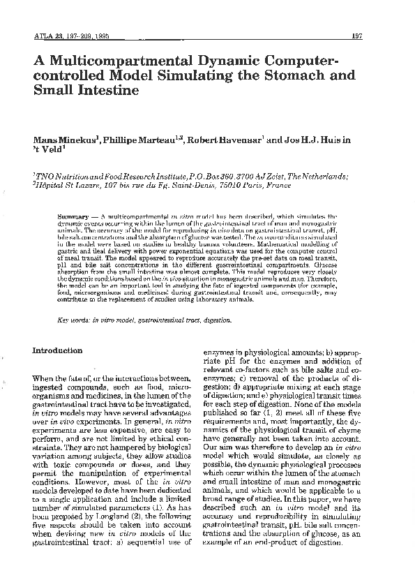 (PDF) A multicompartmental dynamic computer-controlled model simulating the stomach and small ...