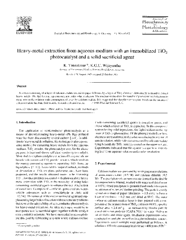 (PDF) Heavy-metal extraction from aqueous medium with an immobilized ...