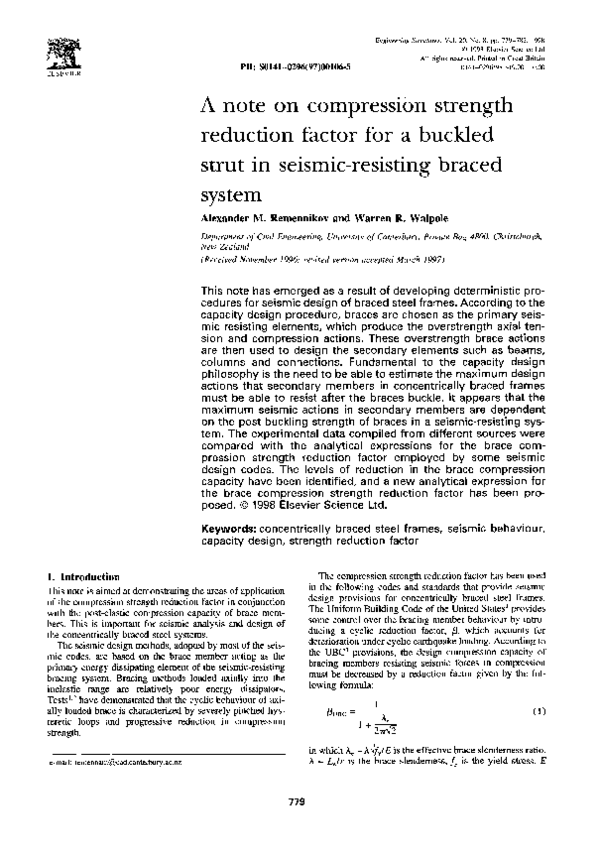 (PDF) A note on compression strength reduction factor for a buckled ...