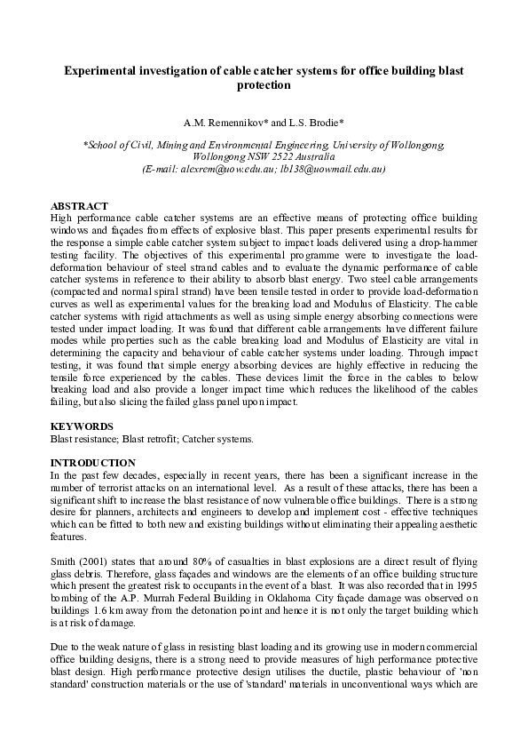 (PDF) Experimental investigation of cable catcher systems for office ...