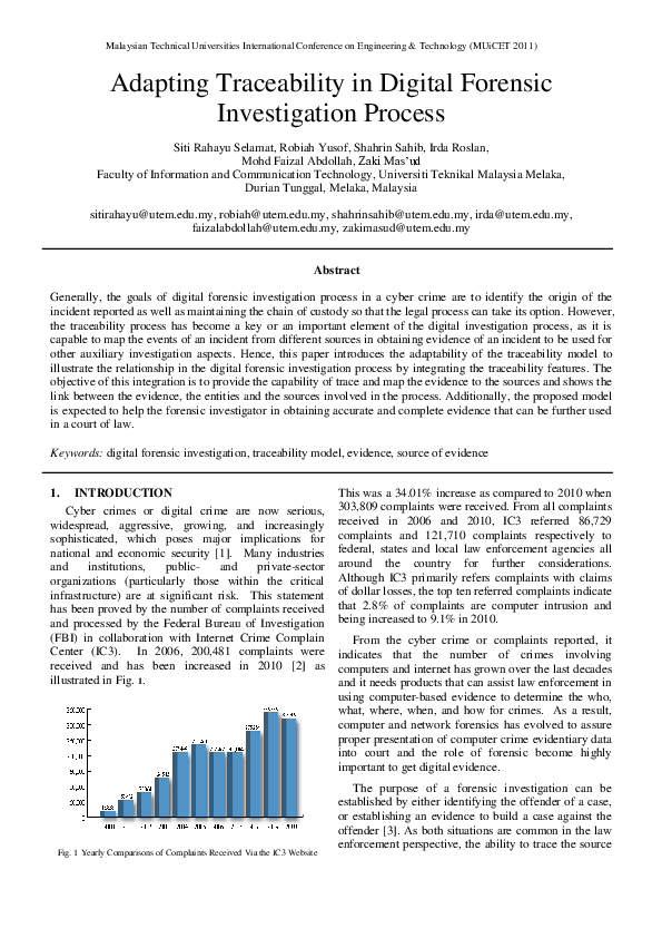 (PDF) Adapting Traceability in Digital Forensic Investigation Process