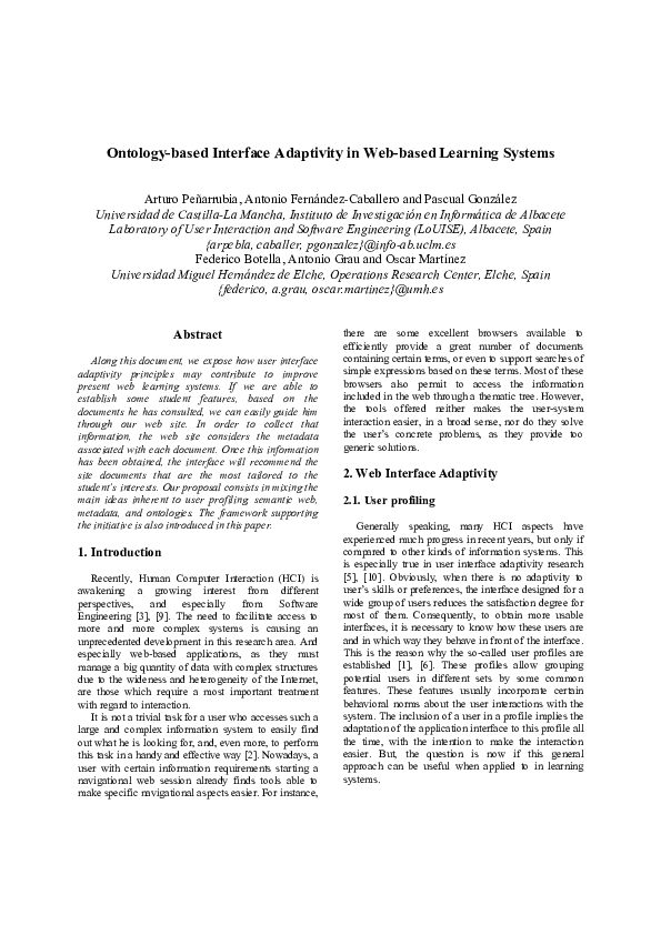 (PDF) Ontology-based interface adaptivity in web-based learning systems