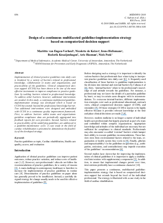 (PDF) Design of a continuous multifaceted guideline-implementation strategy based on ...
