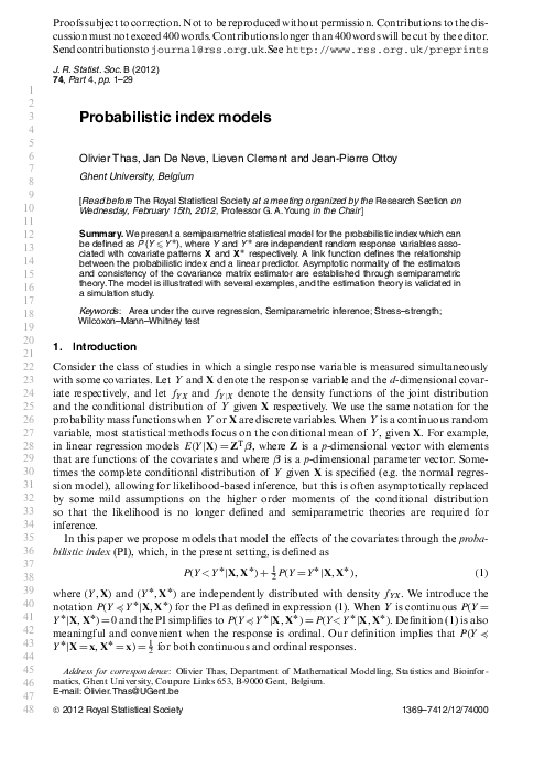 (PDF) Probabilistic index models