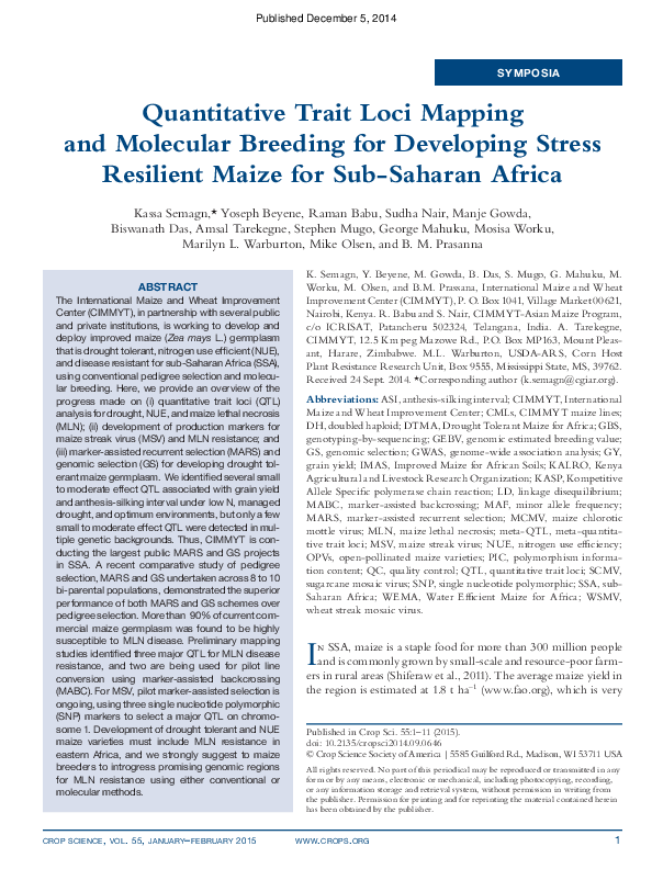 (PDF) Quantitative Trait Loci Mapping and Molecular Breeding for Developing Stress Resilient ...