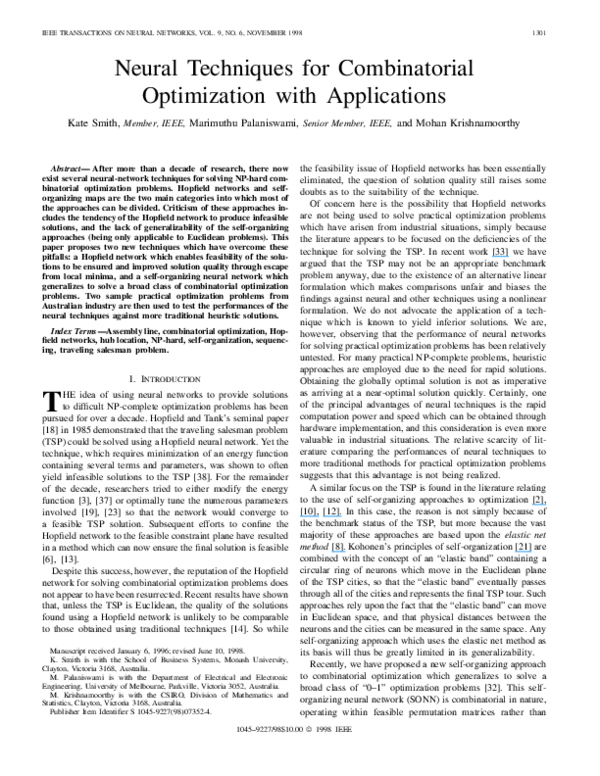 Pdf Neural Techniques For Combinatorial Optimization With Applications 7904