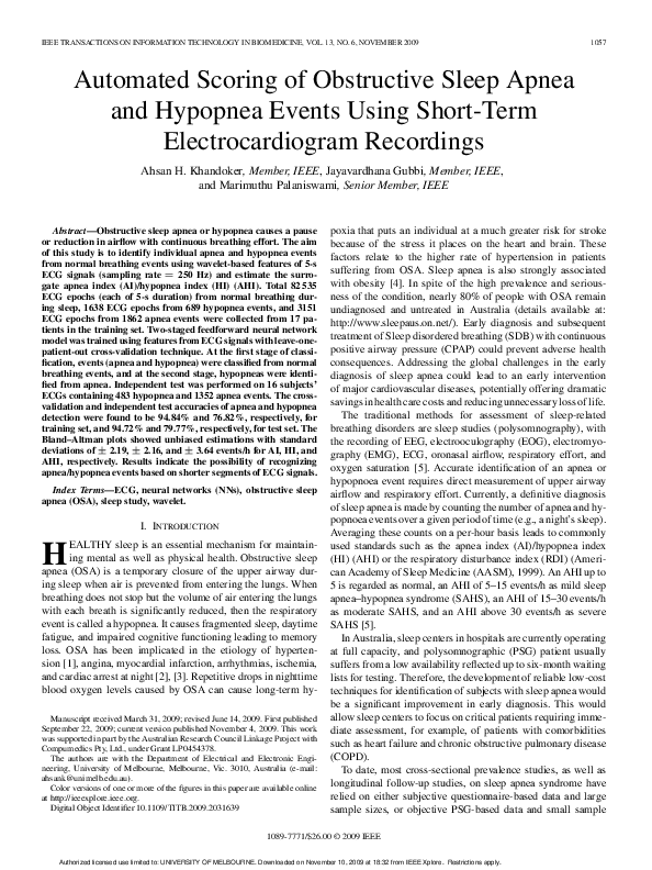 (PDF) Automated Scoring of Obstructive Sleep Apnea and Hypopnea Events ...