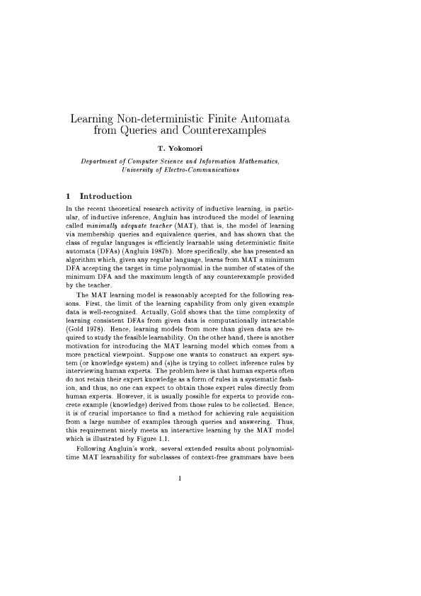 Pdf Learning Non Deterministic Finite Automata From Queries And Counterexamples