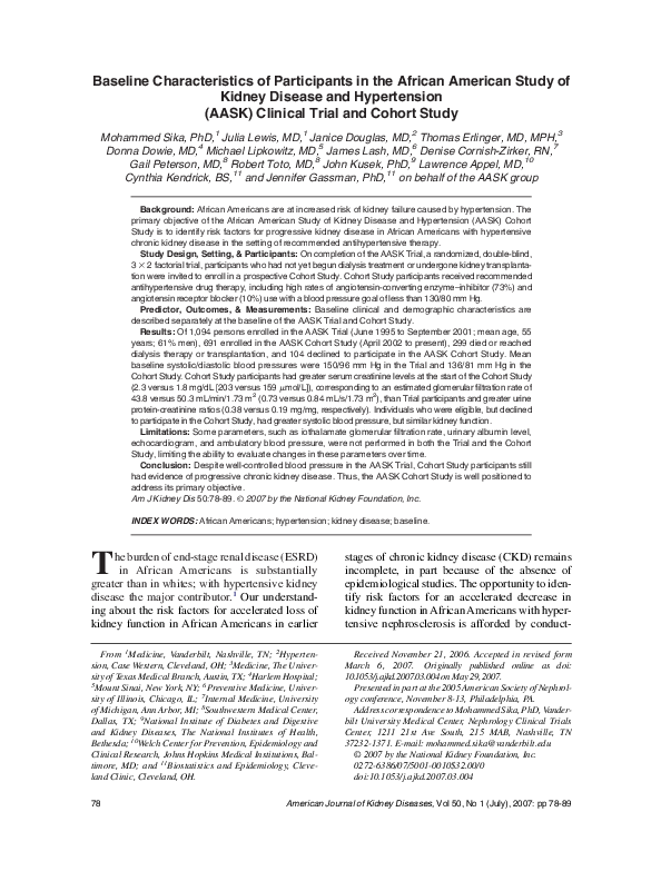 (PDF) Baseline Characteristics of Participants in the African American ...