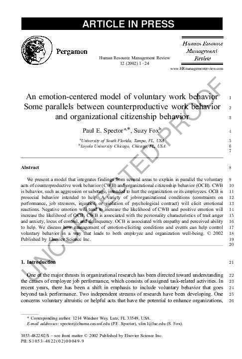 (PDF) An emotion-centered model of voluntary work behavior