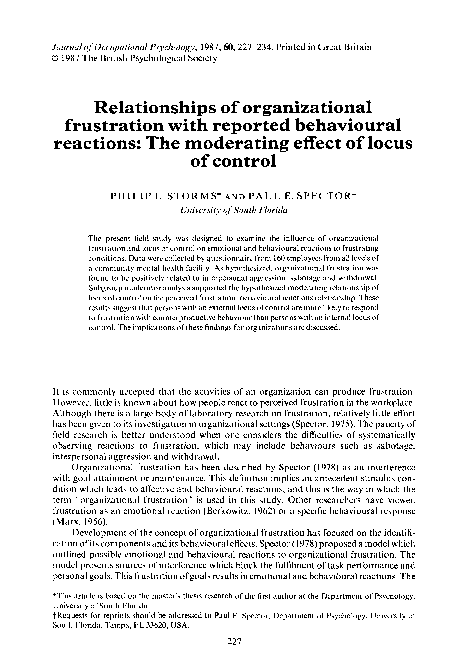 (PDF) Relationships of organizational frustration with reported ...