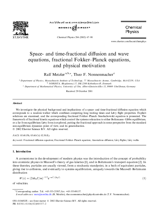 Pdf Space And Time Fractional Diffusion And Wave Equations Fractional Fokker Planck