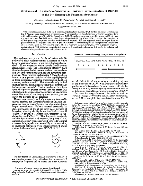 (PDF) Synthesis of D-lysine8-cyclosporine A. Further characterization ...