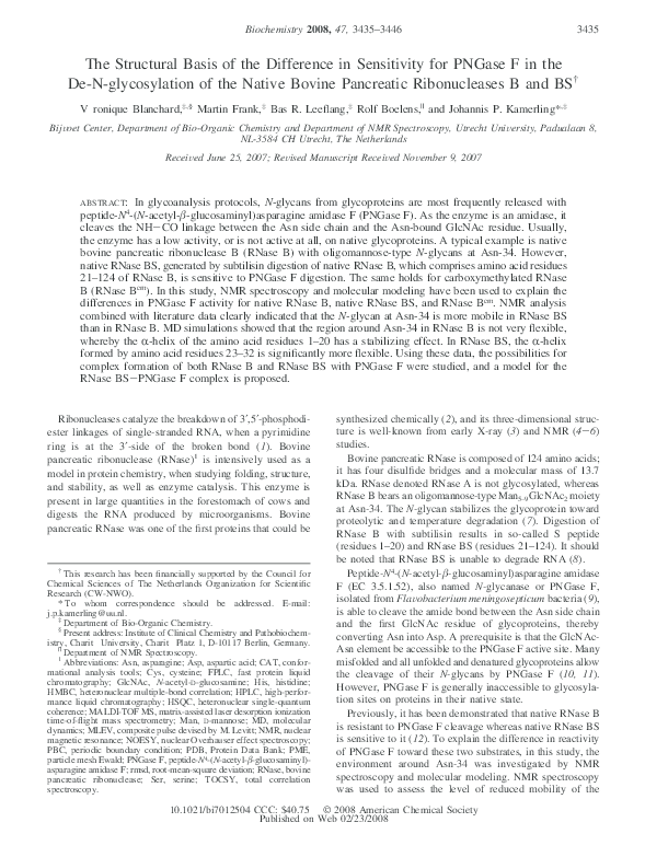 (PDF) The Structural Basis of the Difference in Sensitivity for PNGase ...