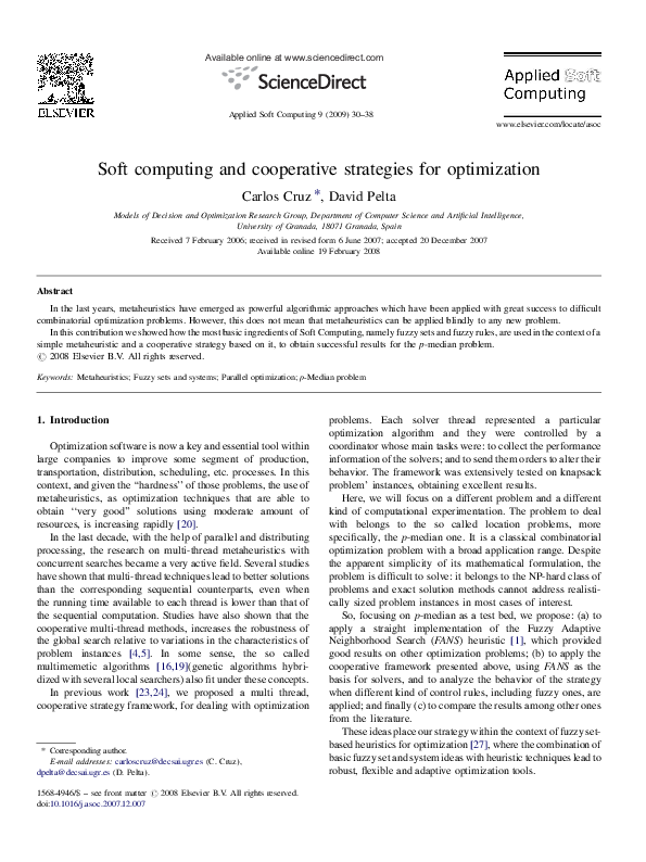 (PDF) Soft computing and cooperative strategies for optimization
