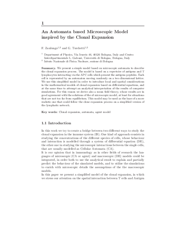 (PDF) An Automata-Based Microscopic Model Inspired by Clonal Expansion | Sandro Rambaldi ...