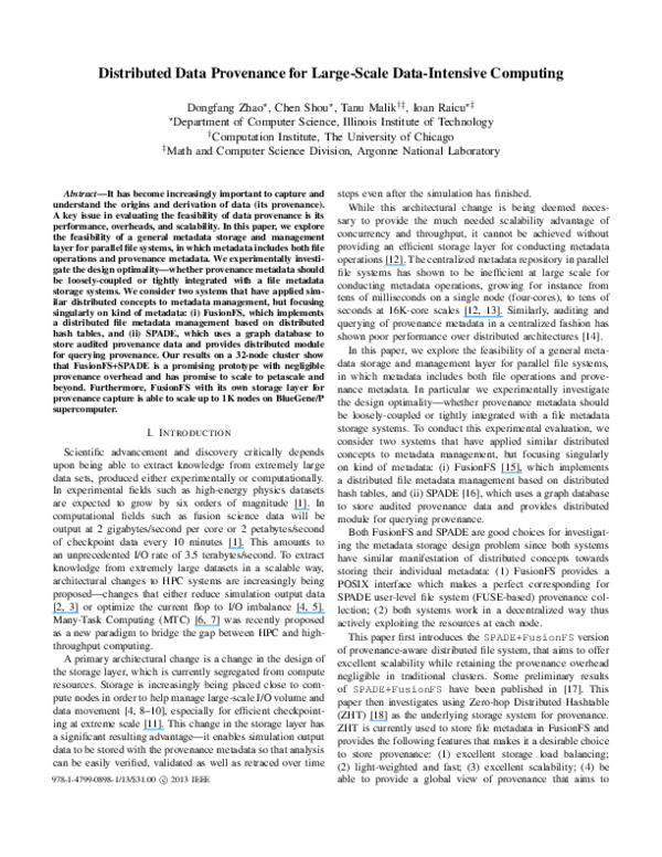(PDF) Distributed data provenance for large-scale data-intensive computing