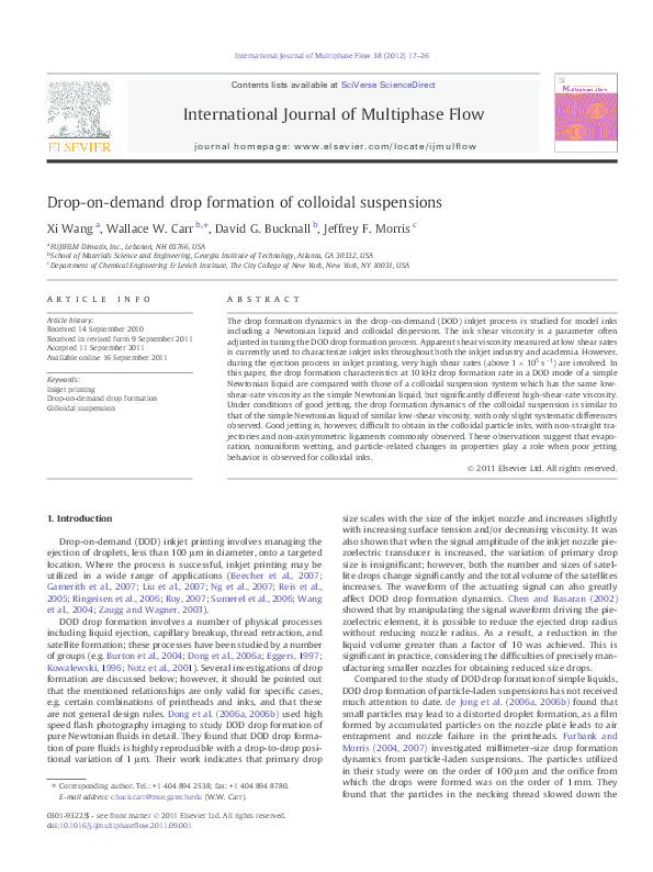 (PDF) Drop-on-demand drop formation of colloidal suspensions